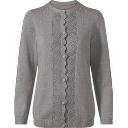Heine Damen Strickjacke, Grau, Gr. 54, Strickjacken, Material: Baumwolle