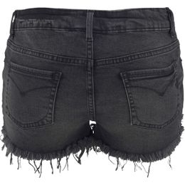 Buffalo Damen Jeanshotpants, Schwarz, Gr. 34, Kurze Jeans, Material: Baumwolle