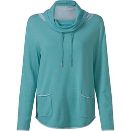 WITT Damen Rollkragenpullover mit aufgesetzten Taschen, ozean-meliert, Gr&ouml;&szlig;e 38