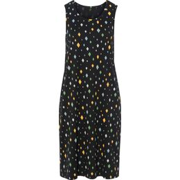 WITT Damen Sommerkleid mit Rauten-Muster, schwarz-gelb-bedruckt, Gr&ouml;&szlig;e 56/58