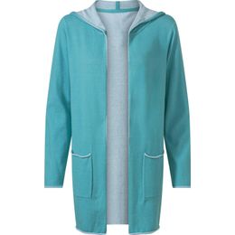 WITT Damen Longstrickjacke in offener Form, ozean-meliert, Gr&ouml;&szlig;e 48