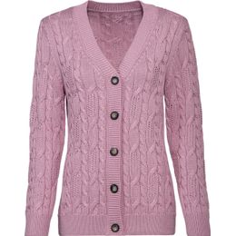 WITT Damen Strickjacke mit Ajourmuster, ros&eacute;, Gr&ouml;&szlig;e 40