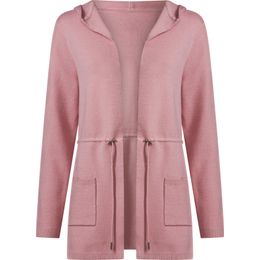 WITT Damen Kapuzenstrickjacke mit Tunnelzug in der Taille, hortensie, Gr&ouml;&szlig;e 46