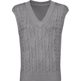 Heine Damen Pullunder, Grau, Gr. 44, V-Ausschnitt Pullover, Material: Baumwolle