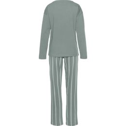 Vivance Dreams by Lascana Damen Pyjama, gr&uuml;n gestreift, Gr&ouml;&szlig;e 32/34