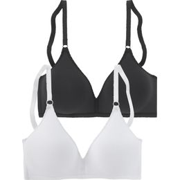 petite fleur by Lascana Damen Bralette-BH, schwarz+wei&szlig;, Gr&ouml;&szlig;e 90C