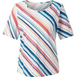 Heine Damen Streifenshirt, Blau, Gr. 44, T-Shirts, Material: Baumwolle