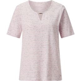 WITT Damen Kurzarmshirt mit Deko-Element, ros&eacute;-geringelt, Gr&ouml;&szlig;e 40
