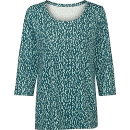WITT Damen Print-Shirt mit Dreiviertel-&Auml;rmeln, petrol-bedruckt, Gr&ouml;&szlig;e 40