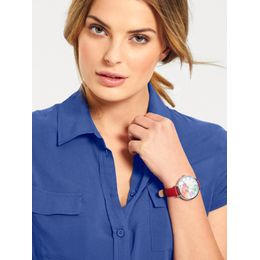 Heine Damen Kurzarm-Bluse, Blau, Gr. 34, Blusen kurzarm, Material: Viskose