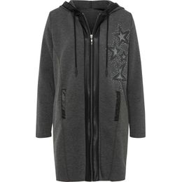 Heine Witt Damen Shirtjacke mit Details aus Leder-Imitat, graphit-meliert, Gr&ouml;&szlig;e 44
