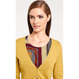 Heine Witt Damen Feinstrickjacke im Cardigan-Style, senfgelb, Gr&ouml;&szlig;e 34