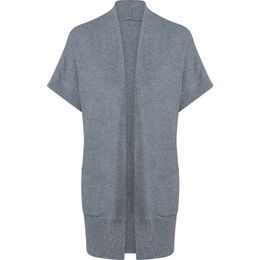 WITT Damen Longstrickjacke , verschlusslos, rauchblau-meliert, Gr&ouml;&szlig;e 48