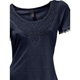 Heine Damen Longshirt, Blau, Gr. 42, T-Shirts, 100% Baumwolle