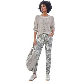 Heine Damen Druckhose, Grau, Gr. 36, 7/8-Hose, Material: Baumwolle