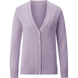 Heine Damen Strickjacke, Lila, Gr. 44, Basic Strickjacken, Material: Baumwolle