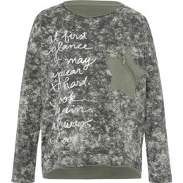 Heine Witt Damen Sweatshirt mit Rollkanten, khaki-bedruckt, Gr&ouml;&szlig;e 44