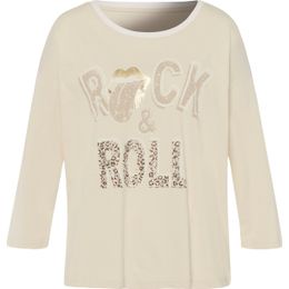 Heine Witt Damen 3/4-Arm-Shirt mit Schriftzug, champagner, Gr&ouml;&szlig;e 46