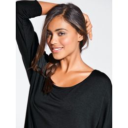Heine Damen Rundhalsshirt, Schwarz, Gr. 42, Langarm-Shirts, Material: Viskose