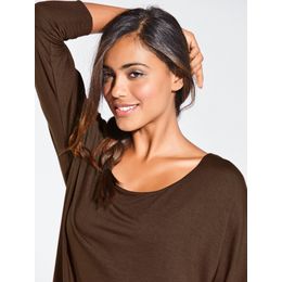 Heine Damen Rundhalsshirt, Braun, Gr. 50, 3/4 Arm Shirts, Material: Viskose