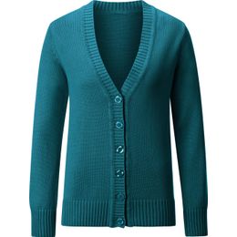 Heine Damen Strickjacke, Blau, Gr. 36, Basic Strickjacken, Material: Baumwolle