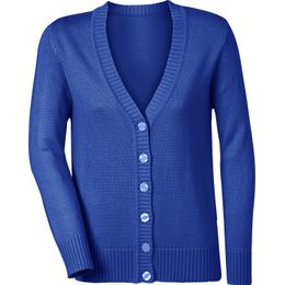 Heine Damen Strickjacke, Blau, Gr. 48, Basic Strickjacken, Material: Baumwolle