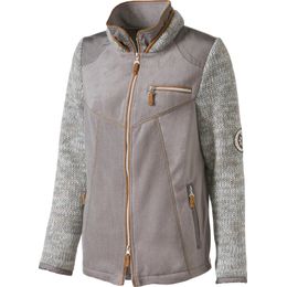 WITT Damen Fleecejacke im Mix aus Fleece und Strick, taupe-ecru-meliert, Gr&ouml;&szlig;e 46
