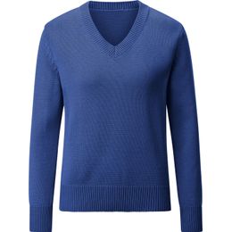 WITT Damen V-Ausschnitt-Pullover mit Baumwolle, royalblau, Gr&ouml;&szlig;e 52
