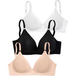 petite fleur by Lascana Damen Bralette-BH, 1xtoffee+1xschwarz+1xwei&szlig;, Gr&ouml;&szlig;e 90AA