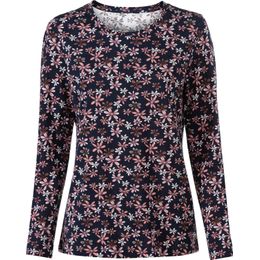 WITT Damen Print-Shirt mit langen &Auml;rmeln, marine-rosenquarz-bedruckt, Gr&ouml;&szlig;e 38