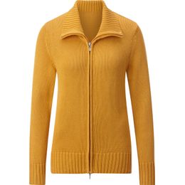 WITT Damen Strickjacke mit 2-Wege-Rei&szlig;verschluss, maisgelb, Gr&ouml;&szlig;e 42