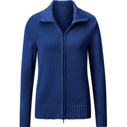 WITT Damen Strickjacke mit 2-Wege-Rei&szlig;verschluss, royalblau, Gr&ouml;&szlig;e 52