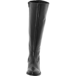 sheego Damen Weitschaftstiefel aus Leder, mit Stretch-Einsatz, schwarz, Gr&ouml;&szlig;e 37