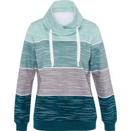 WITT Damen Sweatshirt mit &uuml;berlappendem Rollkragen, petrol-kalkmint-bedruckt, Gr&ouml;&szlig;e 50