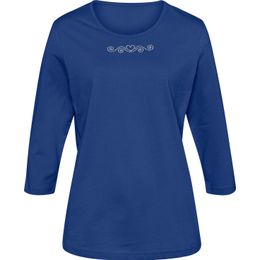 WITT Damen 3/4-Arm-Shirt mit Ziersteinchen, royalblau, Gr&ouml;&szlig;e 50
