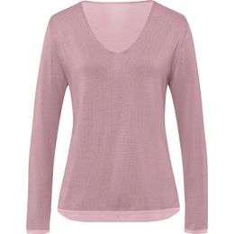 Heine Damen Feinstrickpullover, Lila, Gr. 44, V-Ausschnitt Pullover, Material: Baumwolle