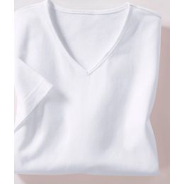Heine Damen Kurzarmshirt, Wei&szlig;, Gr. 48, T-Shirts, 100% Baumwolle