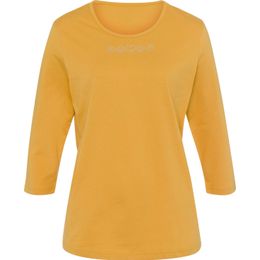 WITT Damen 3/4-Arm-Shirt mit Ziersteinchen, ocker, Gr&ouml;&szlig;e 40