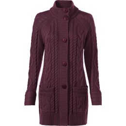 WITT Damen Longstrickjacke mit Einstrickmuster, burgund, Gr&ouml;&szlig;e 46