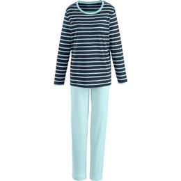 w&auml;schepur w&auml;schepur Damen Schlafanz&uuml;ge im Doppelpack, marine-geringelt + mint-geringelt, Gr&ouml;&szlig;e 36/38
