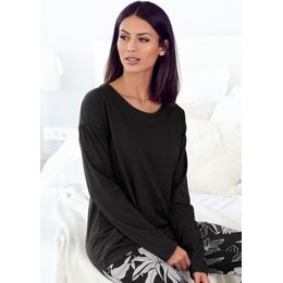 Lascana Damen Pyjamaoberteil, schwarz, Gr&ouml;&szlig;e 40/42