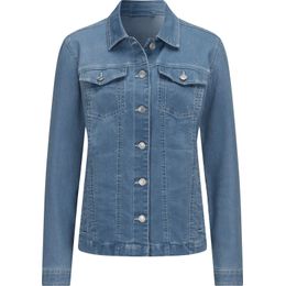 WITT Damen Jeansjacke mit aufgesetzten Brusttaschen, blue-bleached, Gr&ouml;&szlig;e 42
