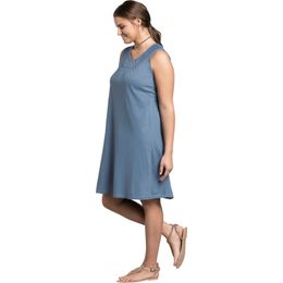 sheego Damen Jerseykleid in weiter A-Linie, &auml;rmellos, bleu, Gr&ouml;&szlig;e 40