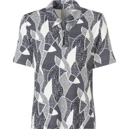 WITT Damen Poloshirt mit Ziersteinchen, marine-ecru-bedruckt, Gr&ouml;&szlig;e 54