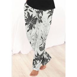 Lascana Damen Pyjamahose, ecru-allover-gebl&uuml;mt, Gr&ouml;&szlig;e 36/38