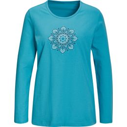 Comtessa Damen Schlafanzug, Blau, Gr. 40/42, Pyjamas, 100% Baumwolle