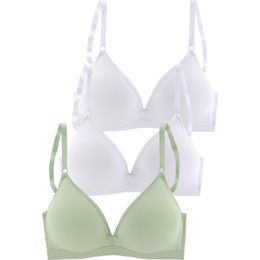 petite fleur by Lascana Damen Bralette-BH, 2xwei&szlig;+1xmint, Gr&ouml;&szlig;e 85C