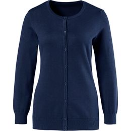 Heine Damen Strickjacke, Blau, Gr. 38, Basic Strickjacken, 100% Baumwolle