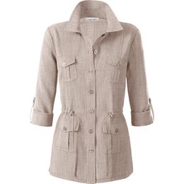 WITT Damen Blusenblazer in Leinen-Optik, stein, Gr&ouml;&szlig;e 24
