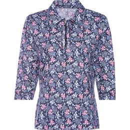 WITT Damen Poloshirt mit Glitzersteinchen, marine-altrosa-bedruckt, Gr&ouml;&szlig;e 48